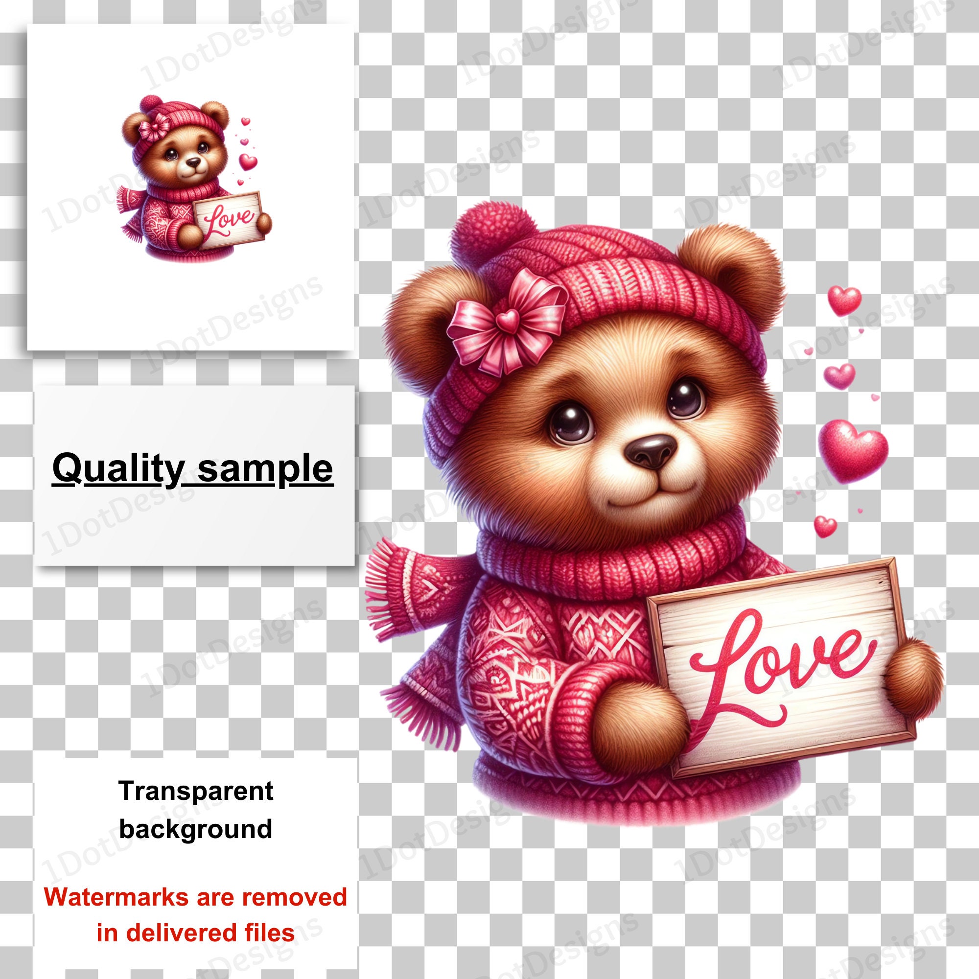 Valentines Teddy Bear Clipart Bundle, Valentines Clipart, Teddy Bear ...