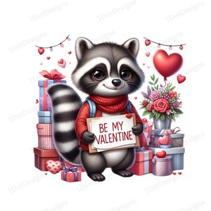 Valentine Raccoon Clipart Bundle, Valentines Day Clipart, Love Clipart ...