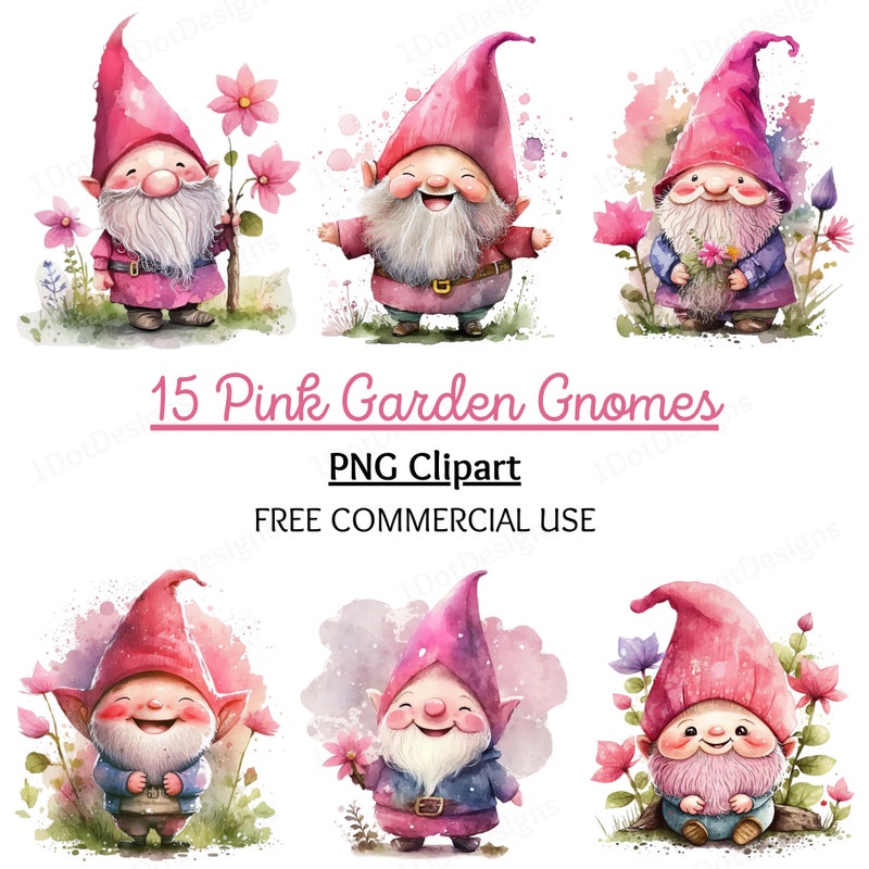 Watercolor Gnomes Clipart - Etsy