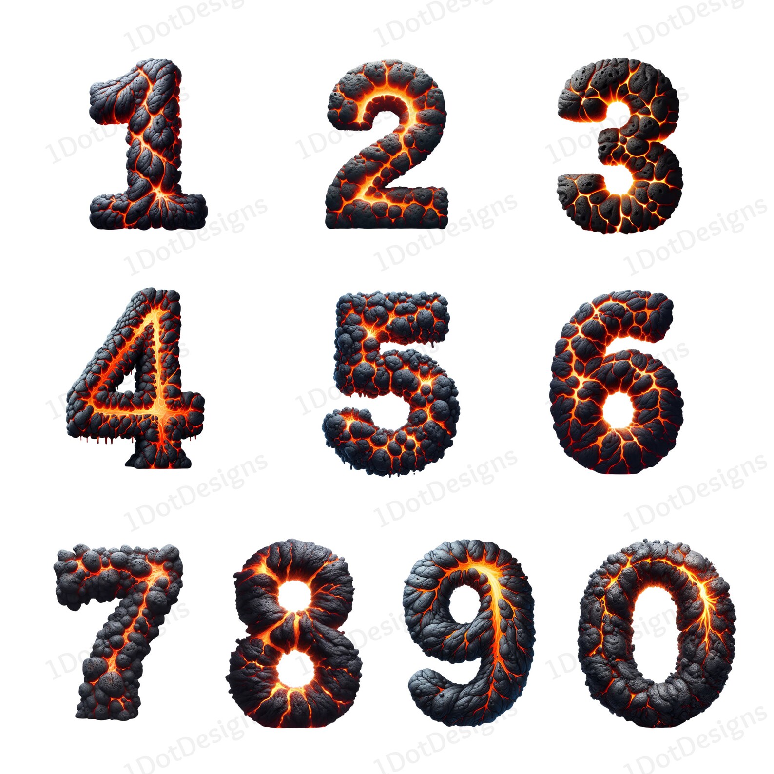 36 Lava Alphabet Clipart Bundle, Volcano PNG, Letters Clipart, Fire ...