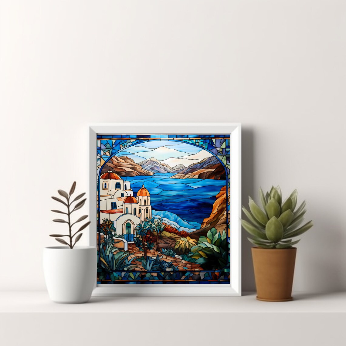 Stained Glass Greece Scenery Digital Paper, 20 Jpgs (digital Download ...