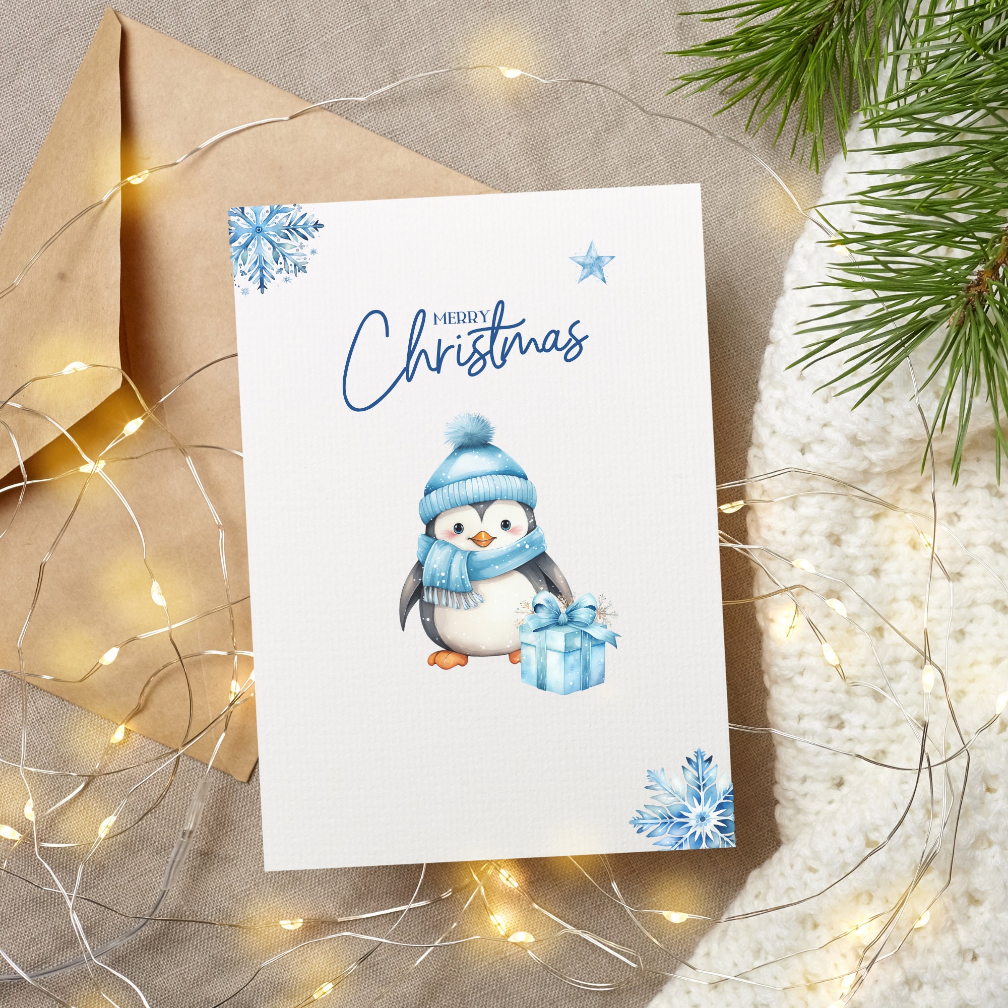Blue Penguin Clipart Bundle, Christmas PNG, Christmas Clipart, Baby ...