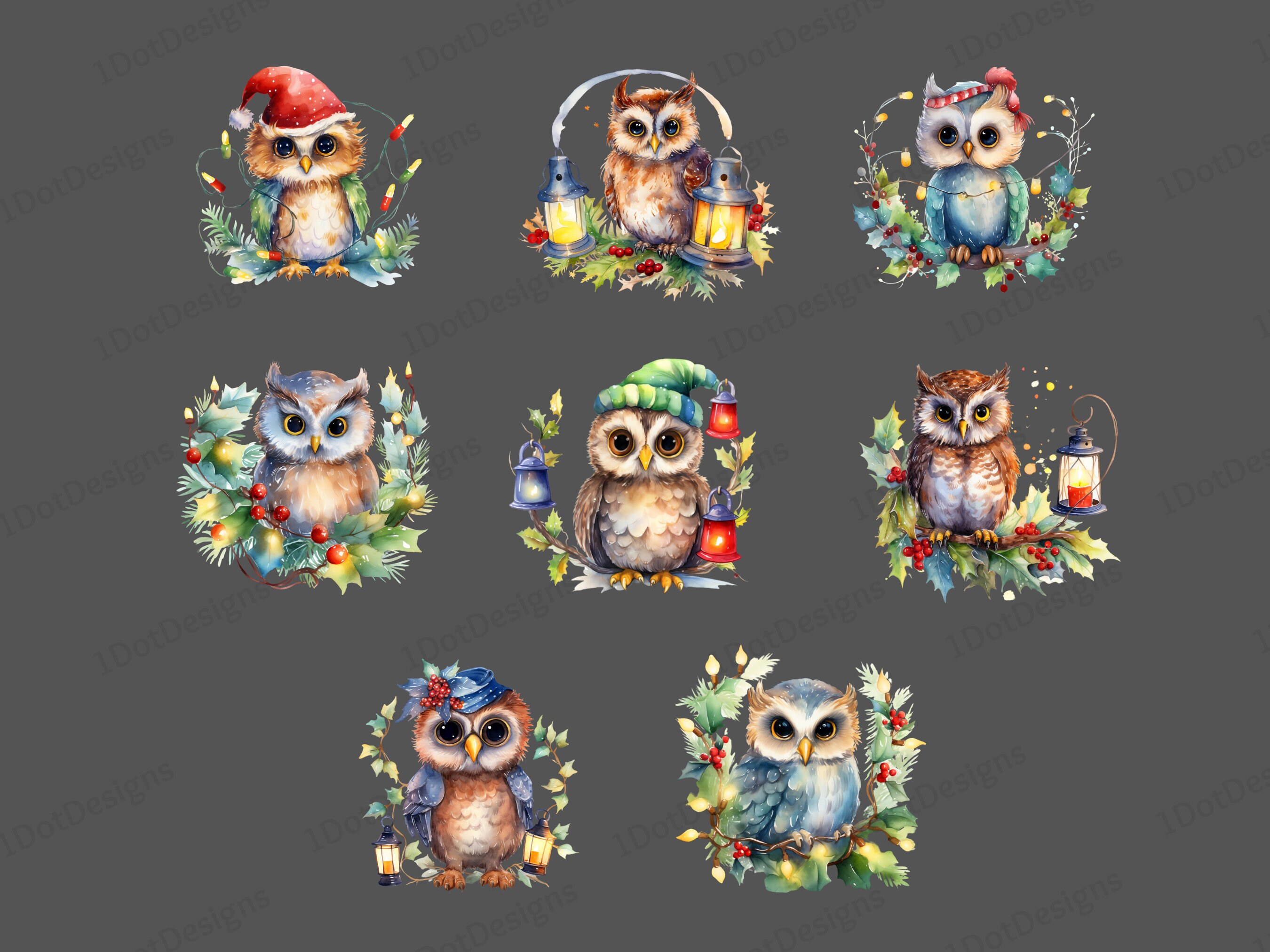 Christmas Owls Clipart Bundle, Christmas PNG, Christmas Clipart, Owl ...