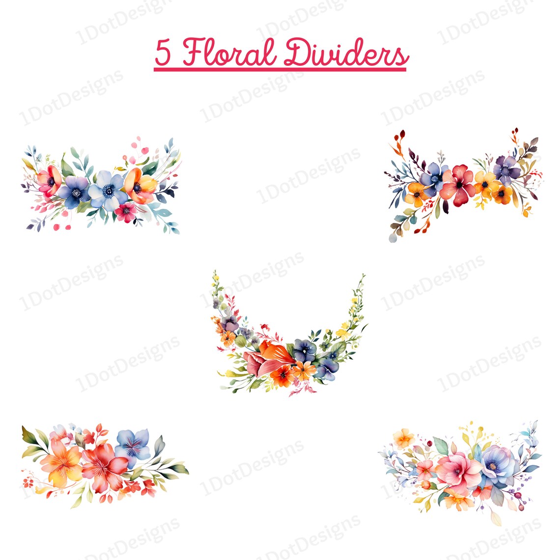 Floral Frames Clipart Bundle Summer Floral PNG Watercolor - Etsy
