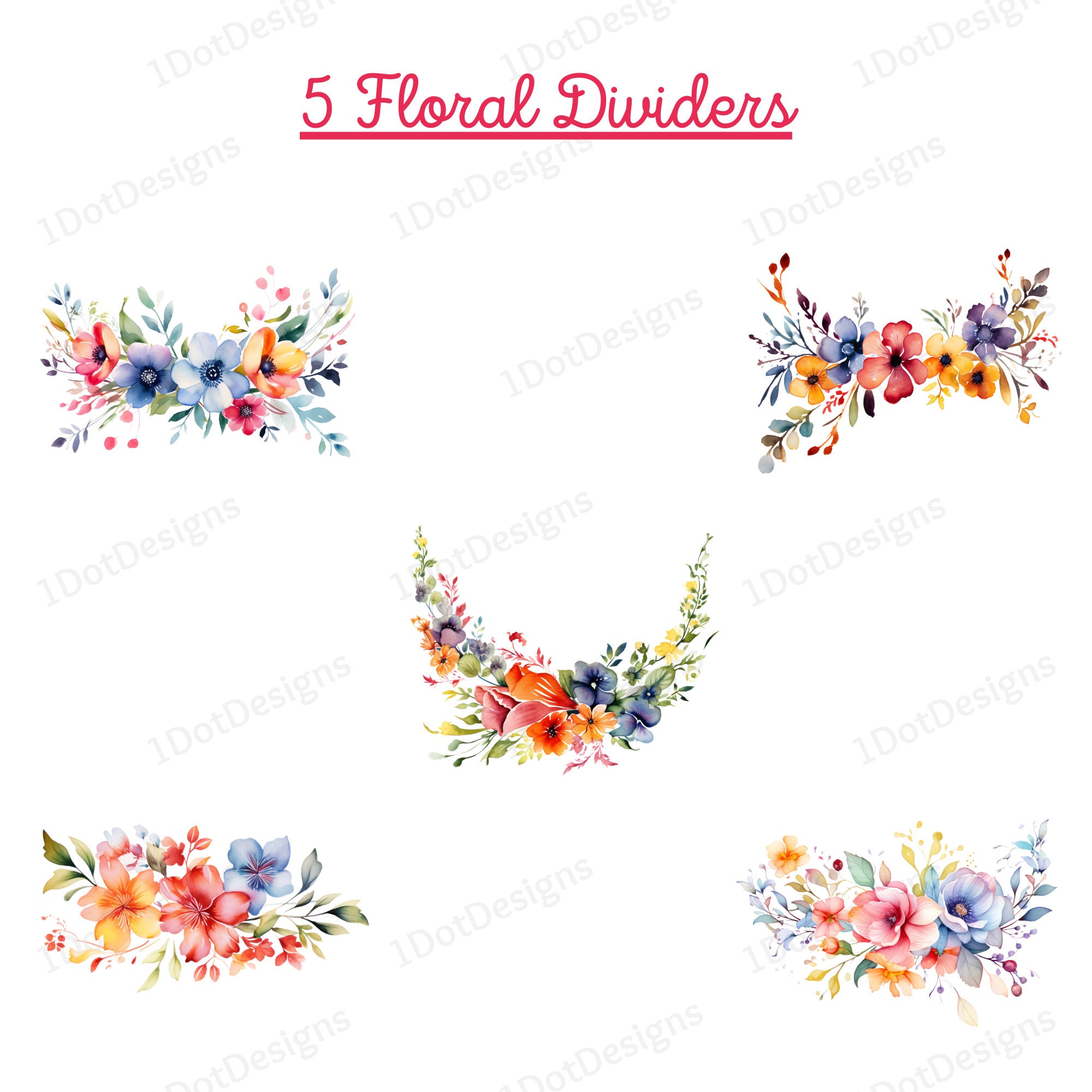 Floral Frames Clipart Bundle Summer Floral PNG Watercolor - Etsy