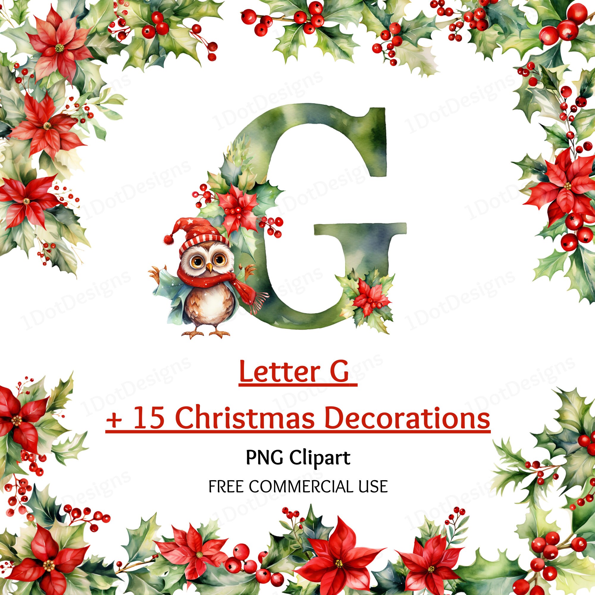 Christmas Letter G Clipart Bundle, Christmas PNG, Christmas Clipart ...