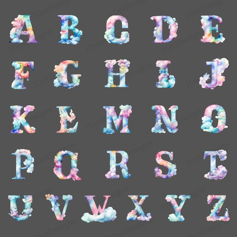 26 Pastel Alphabet Clipart Bundle, Pastel PNG, Pastel Letters Clipart ...
