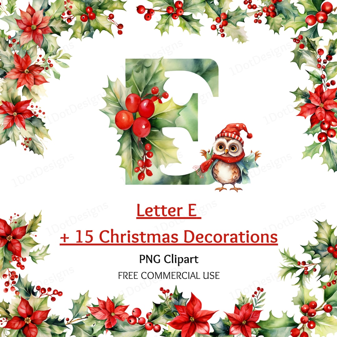 Christmas Letter E Clipart Bundle, Christmas PNG, Christmas Clipart ...