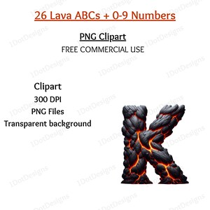 36 Lava Alphabet Clipart Bundle, Volcano PNG, Letters Clipart, Fire ...