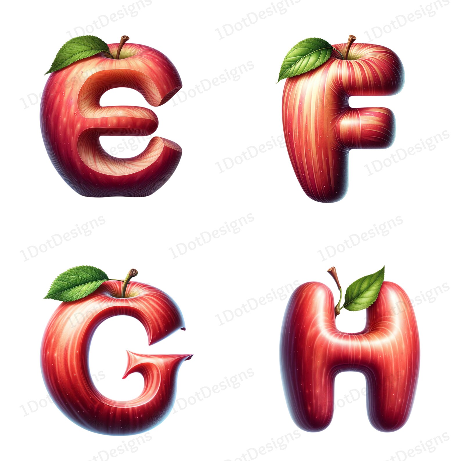 36 Apple Alphabet Clipart Bundle, Apple PNG, Letters Clipart, Fancy ...
