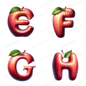 36 Apple Alphabet Clipart Bundle, Apple PNG, Letters Clipart, Fancy ...