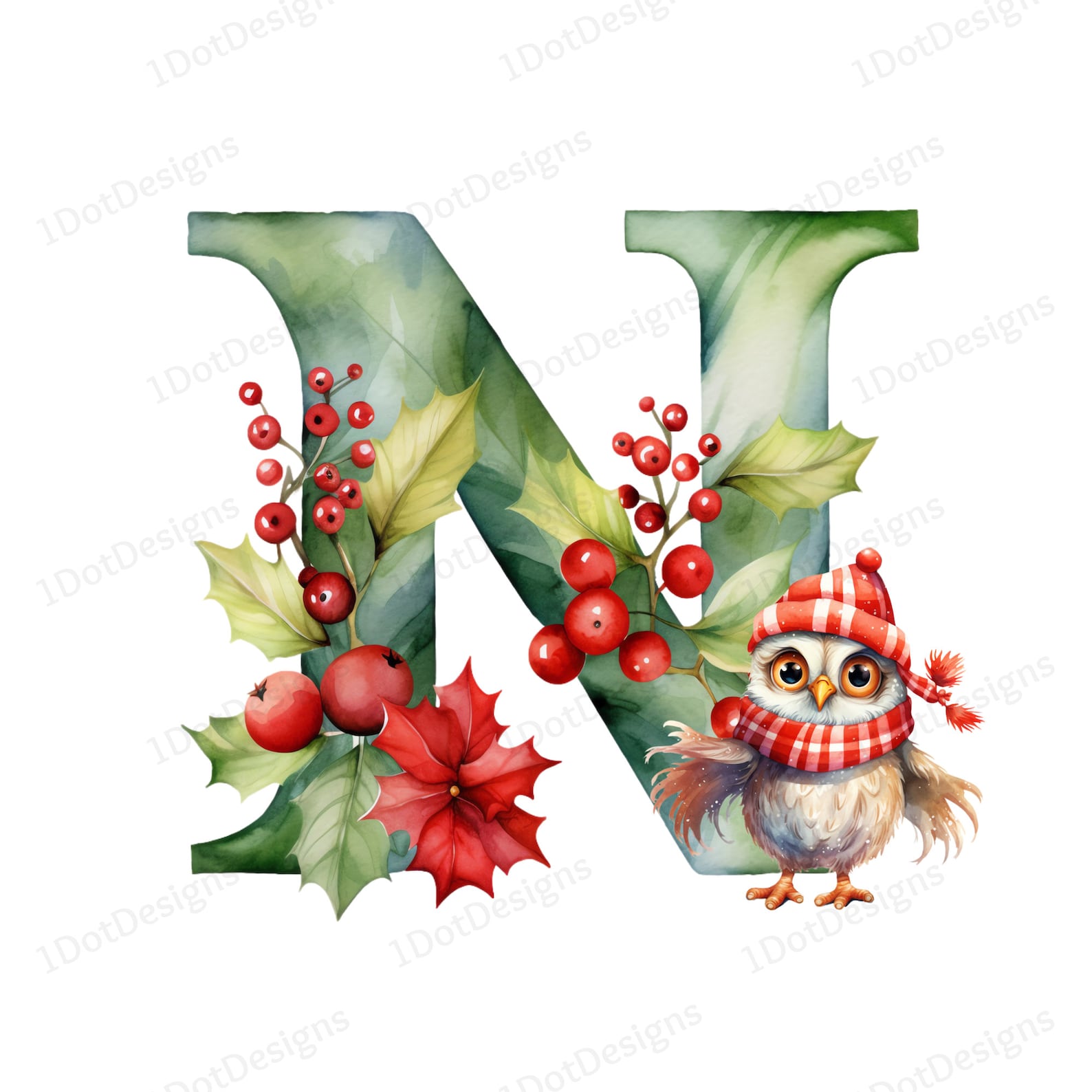 Christmas Letter N Clipart Bundle, Christmas PNG, Christmas Clipart ...