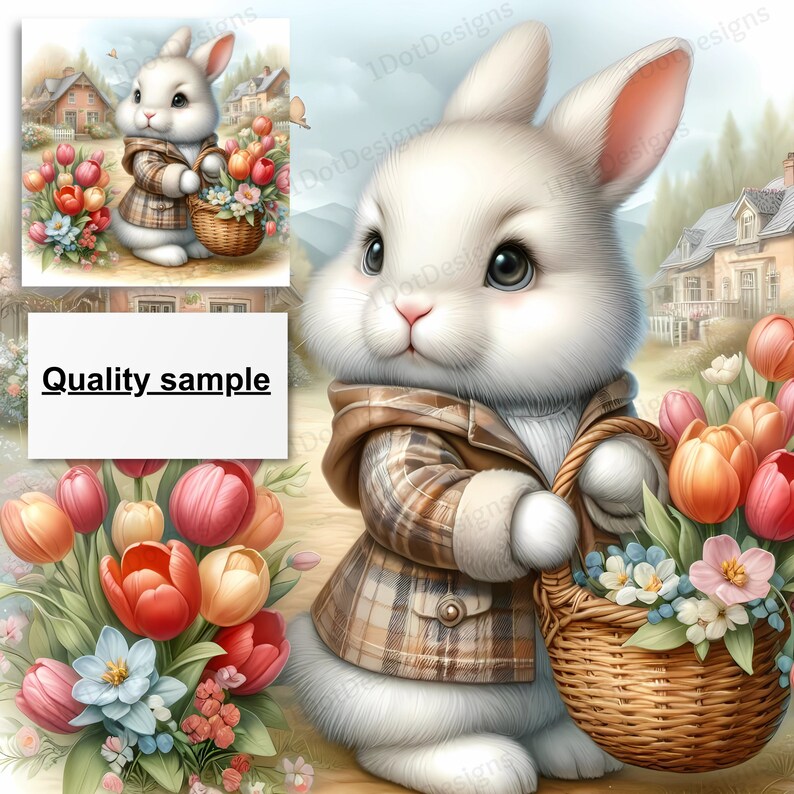 18 Jpgs Floral Easter Bunny Digital Paper, Easter Papers, Easter ...
