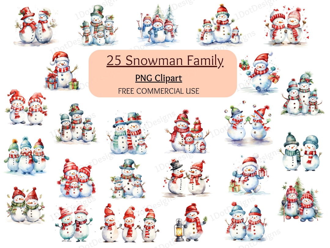 Snowman Family Clipart Bundle, Christmas PNG, Christmas Clipart ...