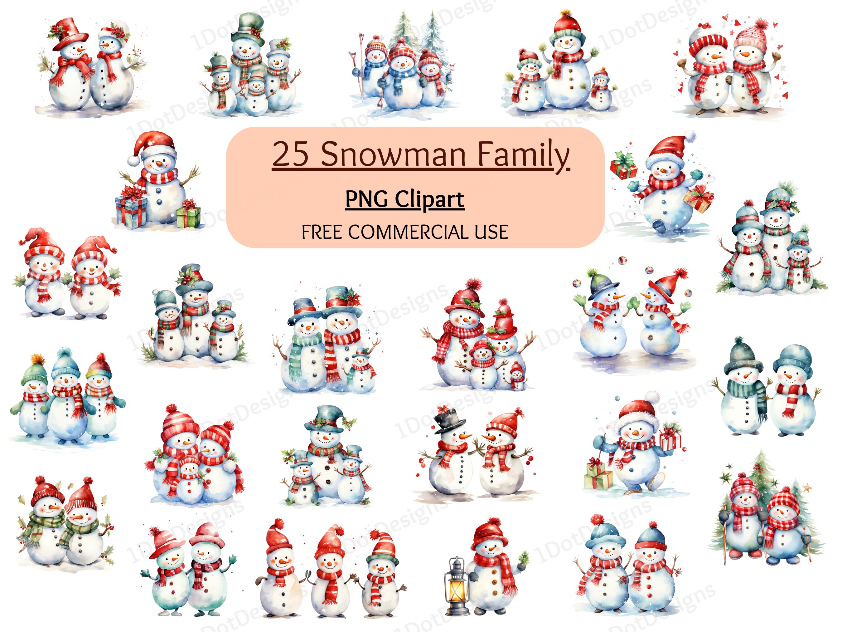 Snowman Family Clipart Bundle, Christmas PNG, Christmas Clipart ...