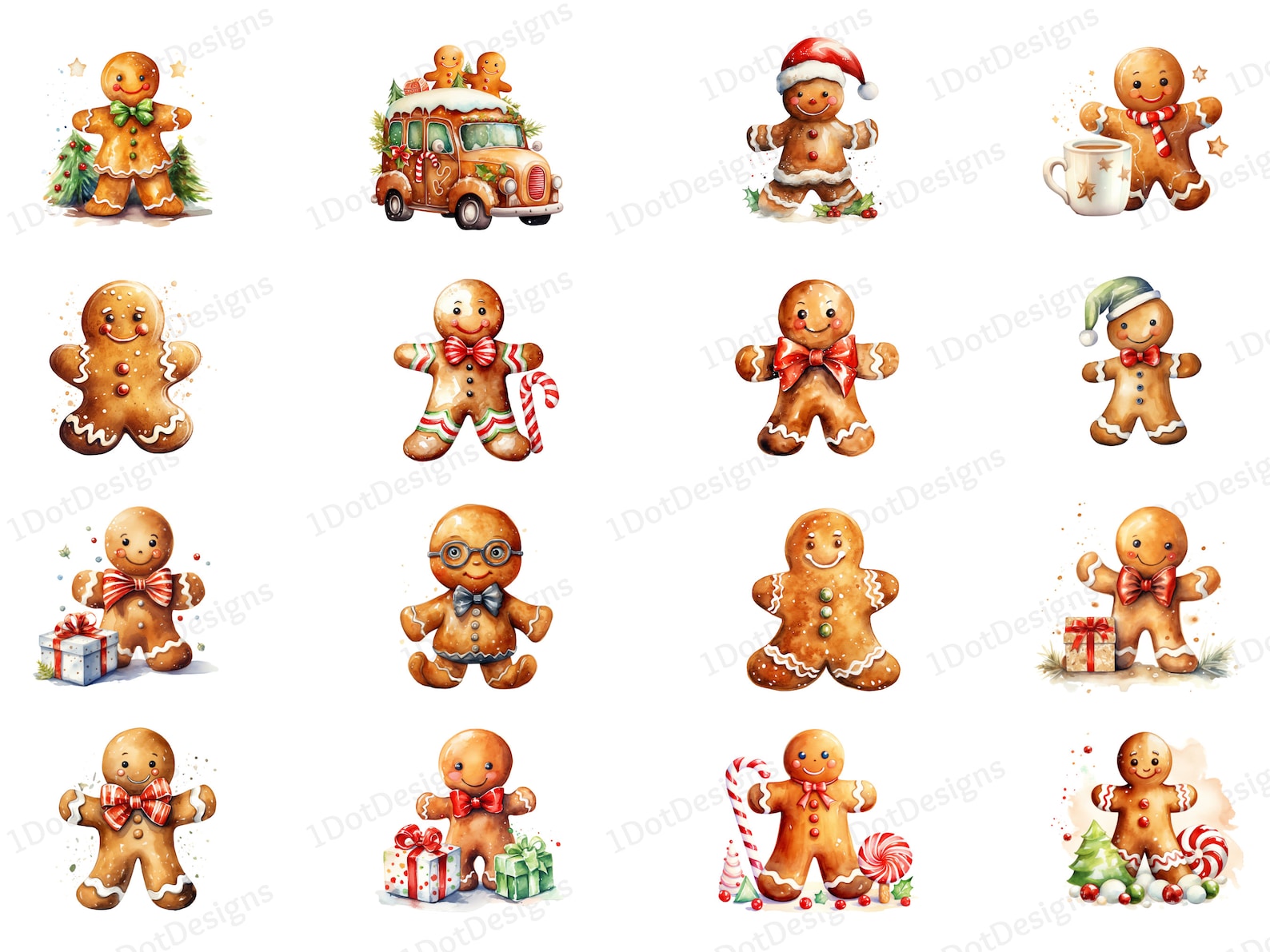 Gingerbread Man Clipart Bundle, Christmas PNG, Christmas Clipart ...