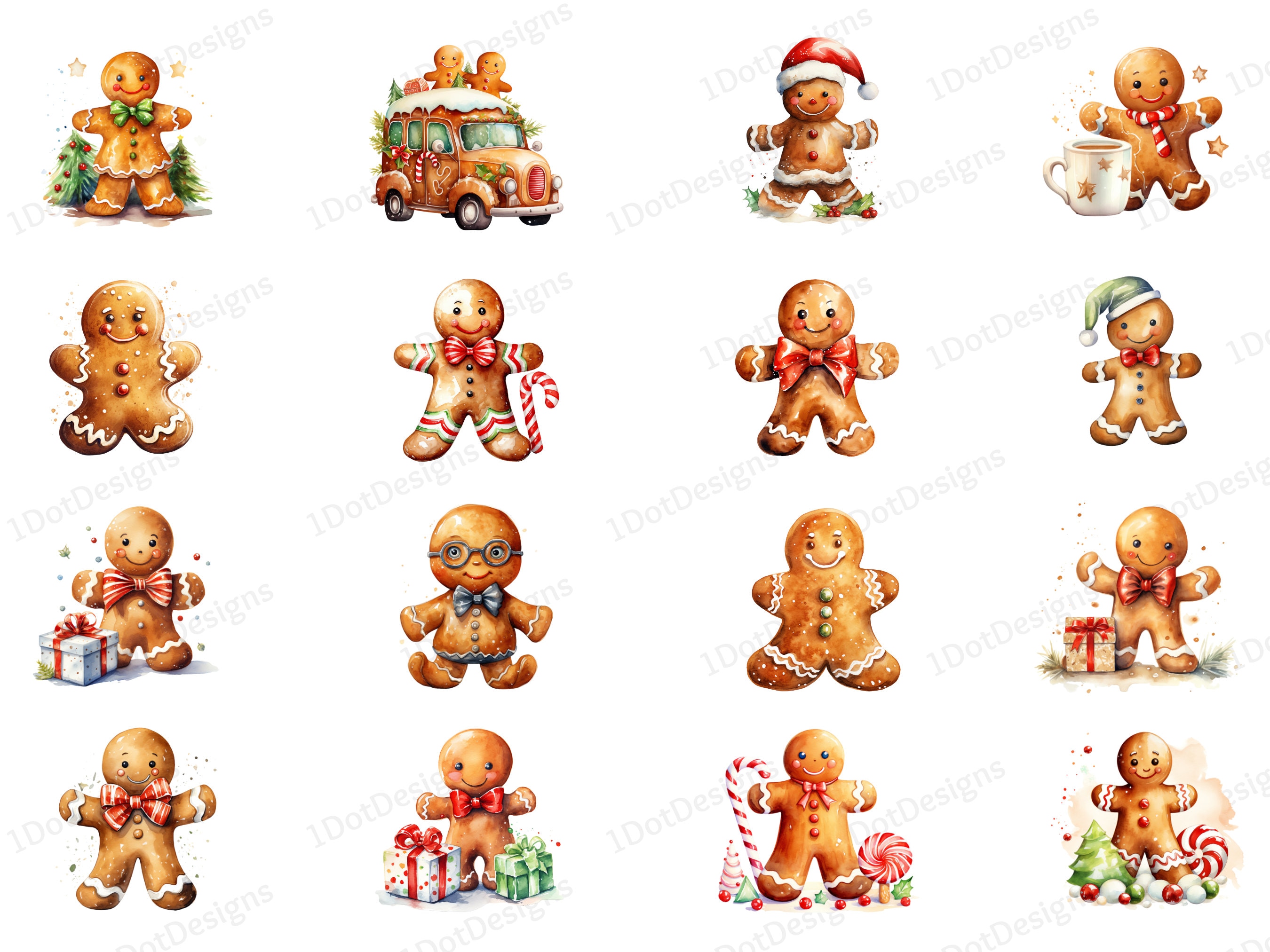 Gingerbread Man Clipart Bundle, Christmas PNG, Christmas Clipart ...