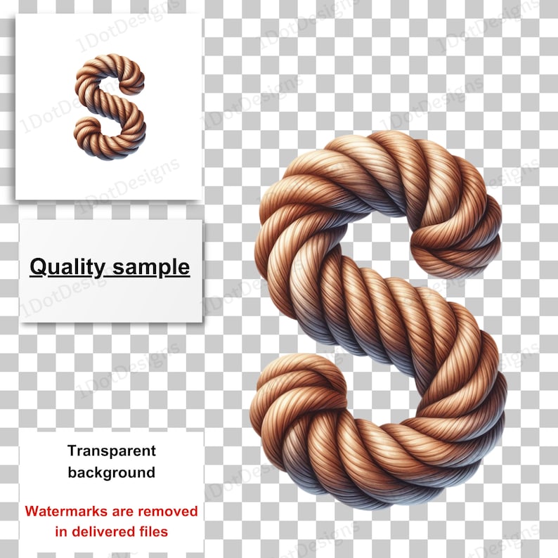 36 Rope Alphabet and Numbers Clipart Bundle, Rope PNG, Rope Letters ...