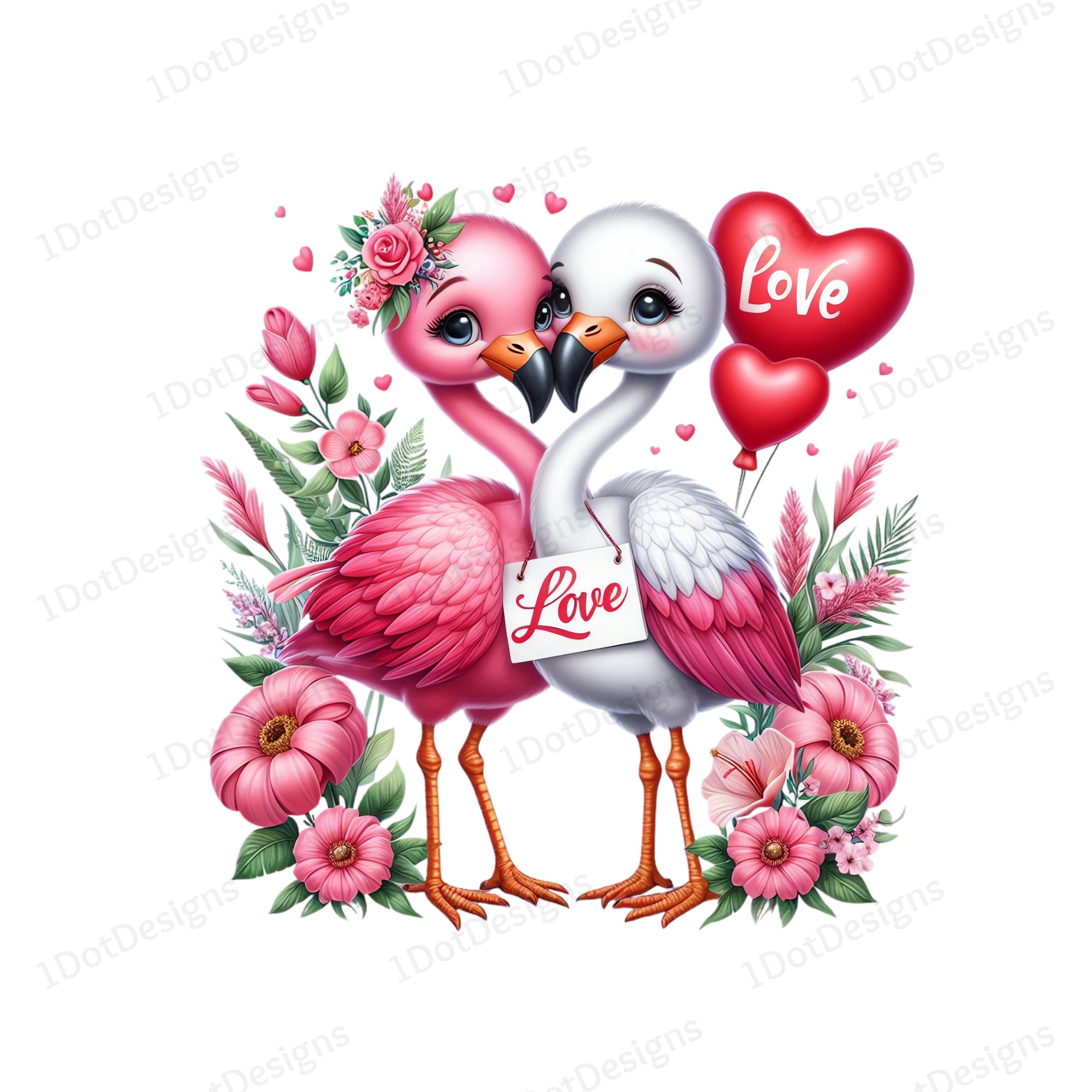 Valentines Flamingo Clipart Bundle, Valentines Day Clipart, Flamingo ...