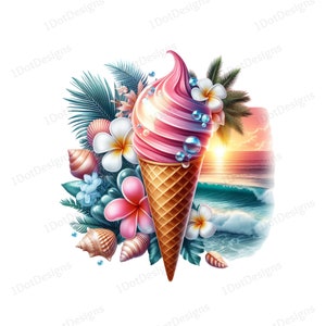 Beach Ice Cream Clipart Bundle, Summer PNG, Travel Clipart, Ice Cream ...