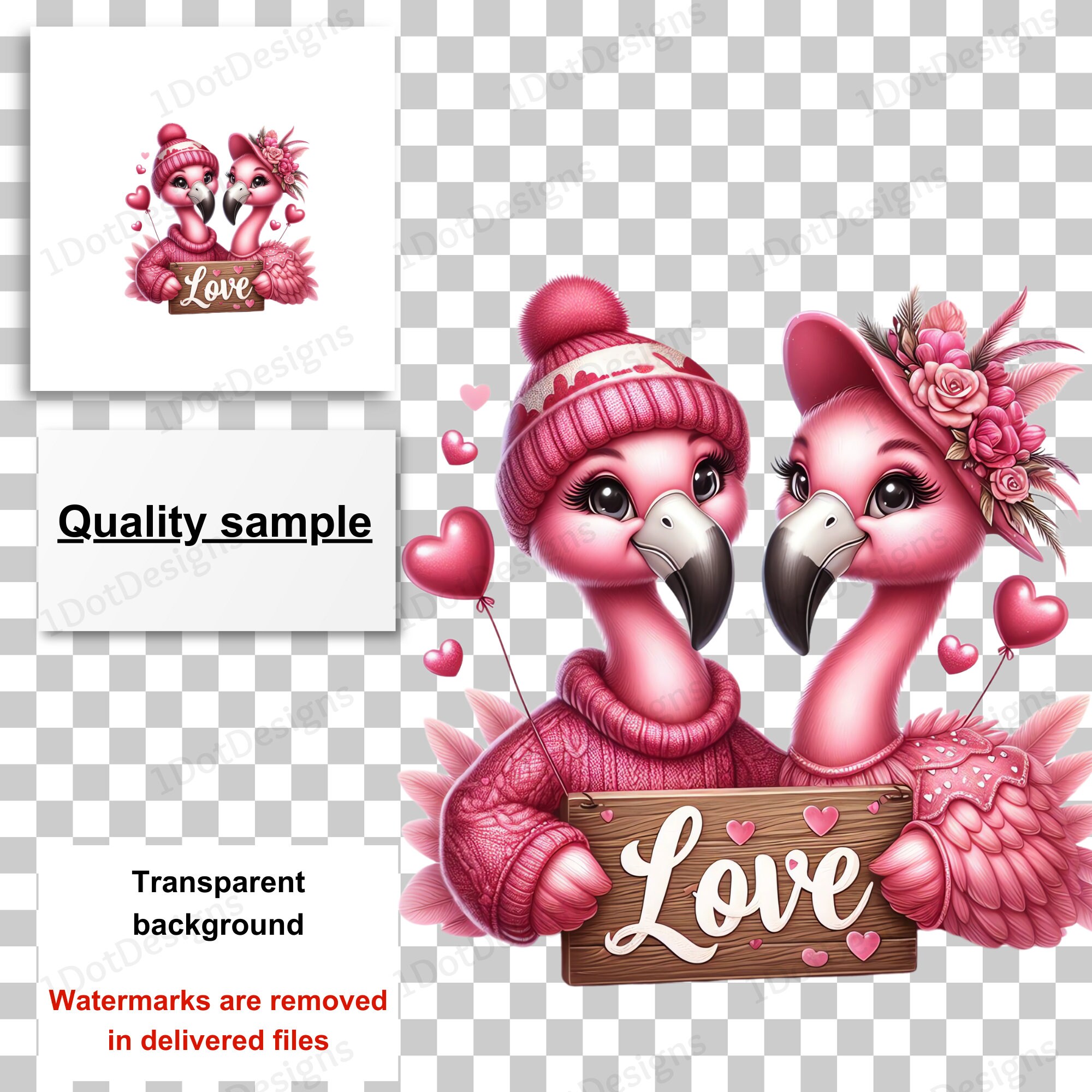 Valentines Flamingo Clipart Bundle, Valentines Day Clipart, Flamingo ...