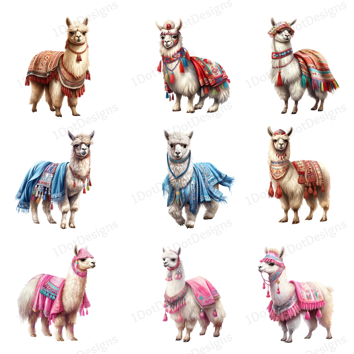Peruvian Llama Clipart Bundle, Llama PNG, Alpaca Clipart, Llama Clipart ...