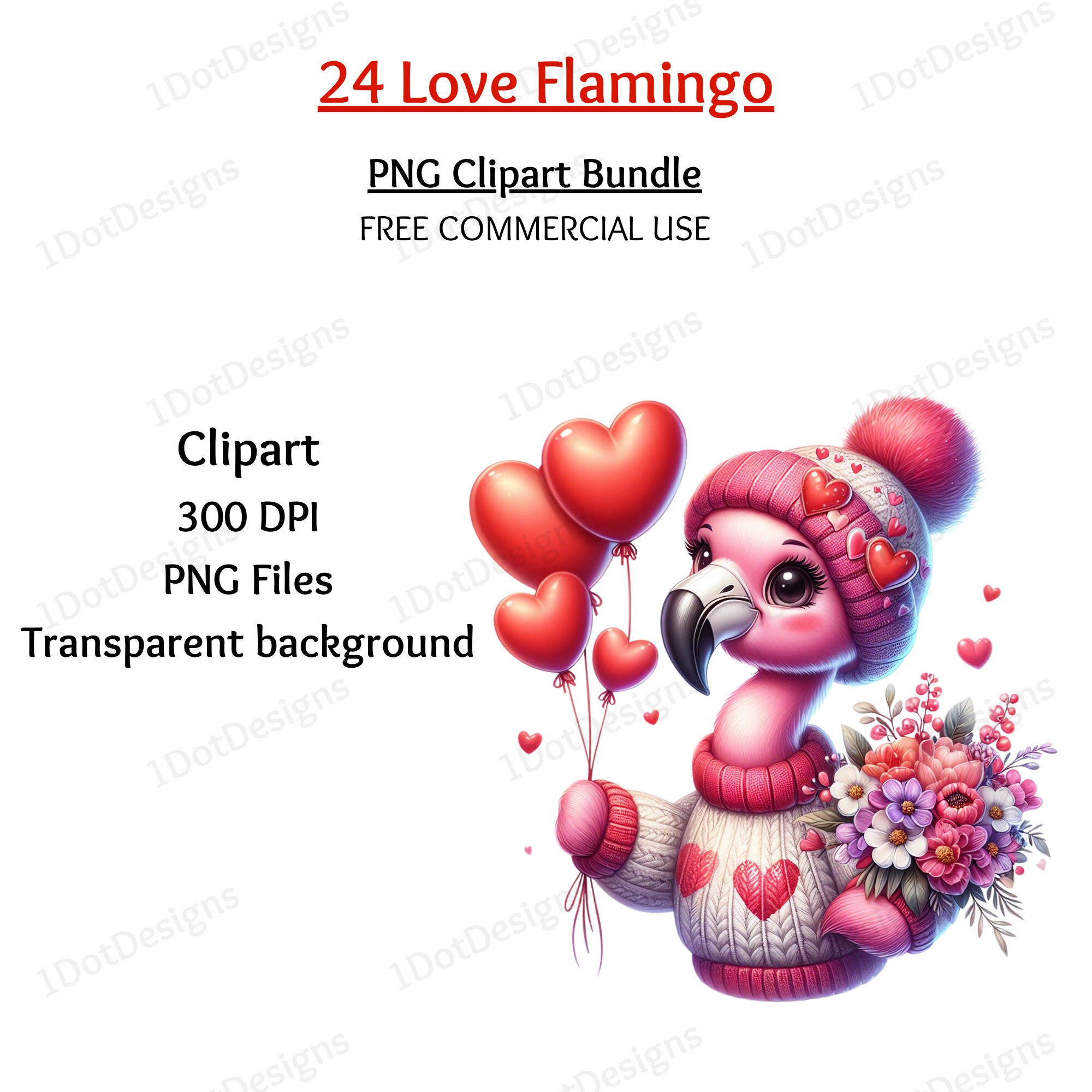 Valentines Flamingo Clipart Bundle, Valentines Day Clipart, Flamingo ...