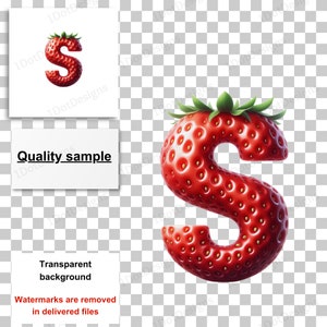 36 Strawberry Alphabet Clipart Bundle, Strawberry PNG, Letters Clipart ...