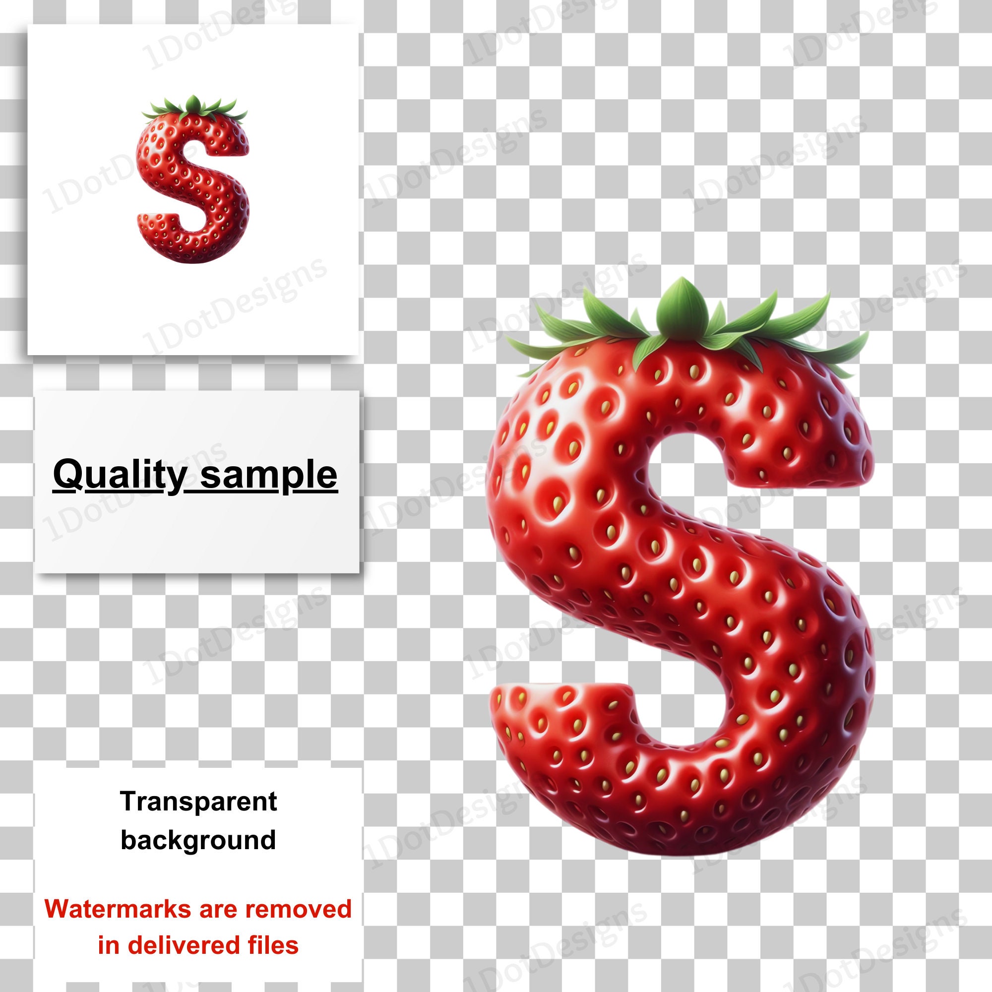 36 Strawberry Alphabet Clipart Bundle, Strawberry PNG, Letters Clipart ...