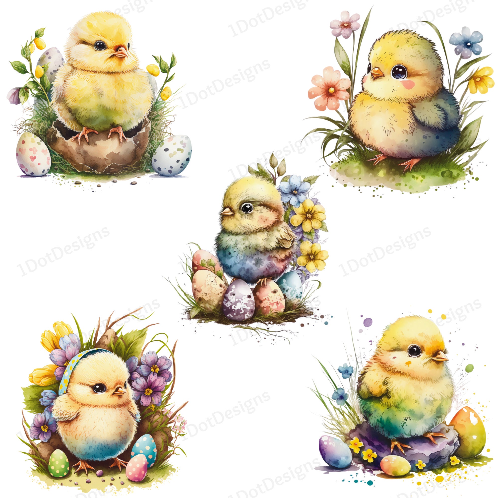 Pastel Easter Clipart Bundle, Easter PNG, Watercolor Clipart, Easter ...