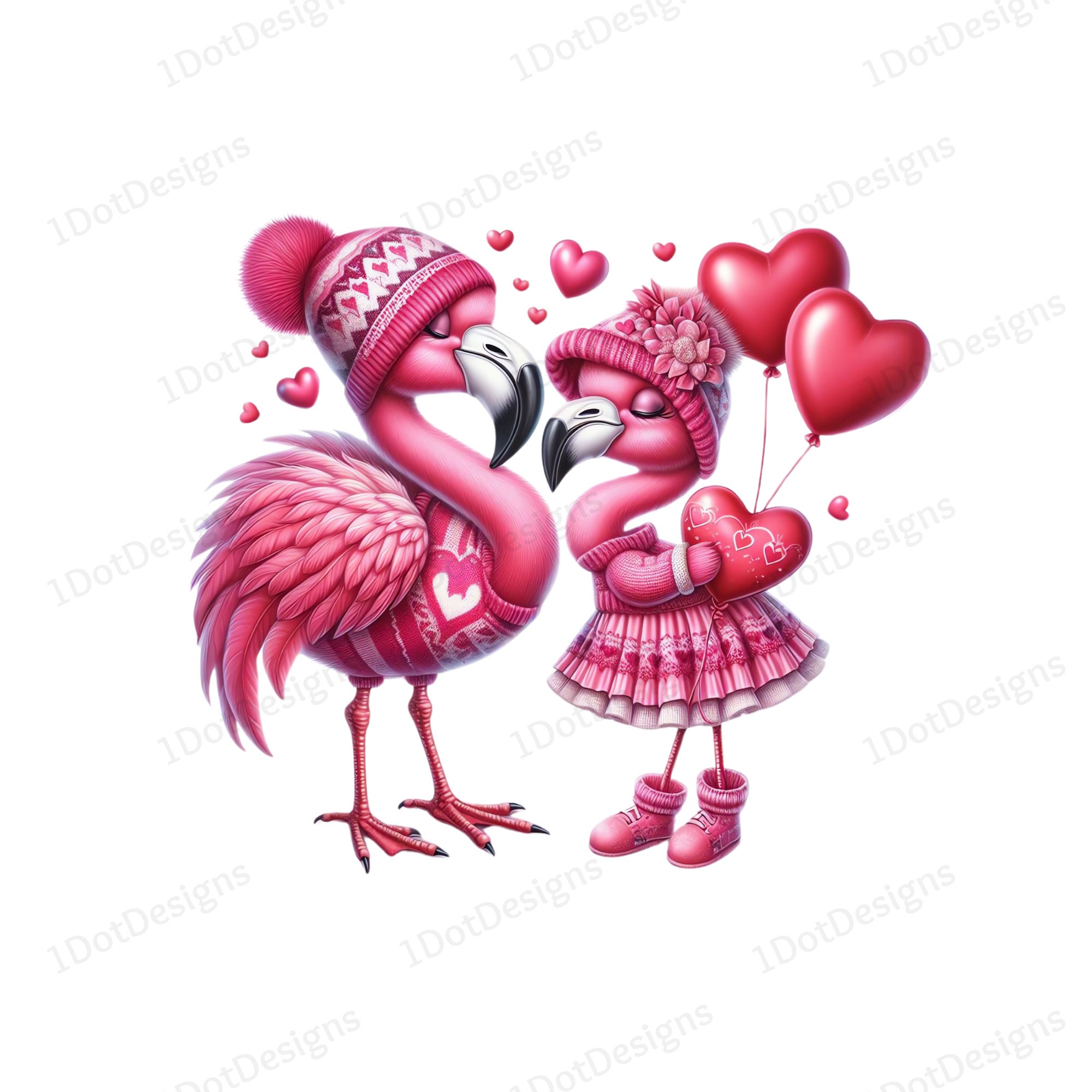 Valentines Flamingo Clipart Bundle, Valentines Day Clipart, Flamingo ...