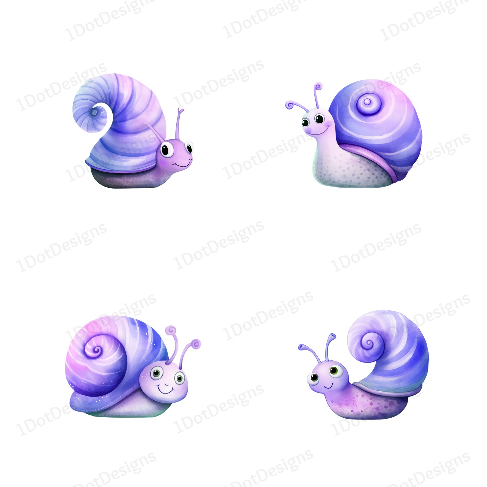 Cute Garden Snail Clipart Bundle, Nursery PNG, Botanical Clipart ...