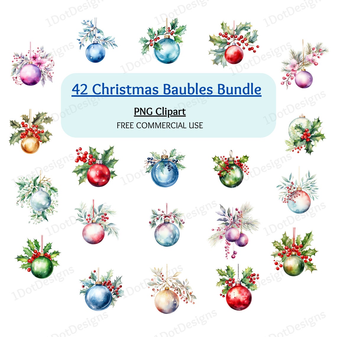 Christmas Baubles Clipart Bundle, Christmas PNG, Christmas Clipart ...