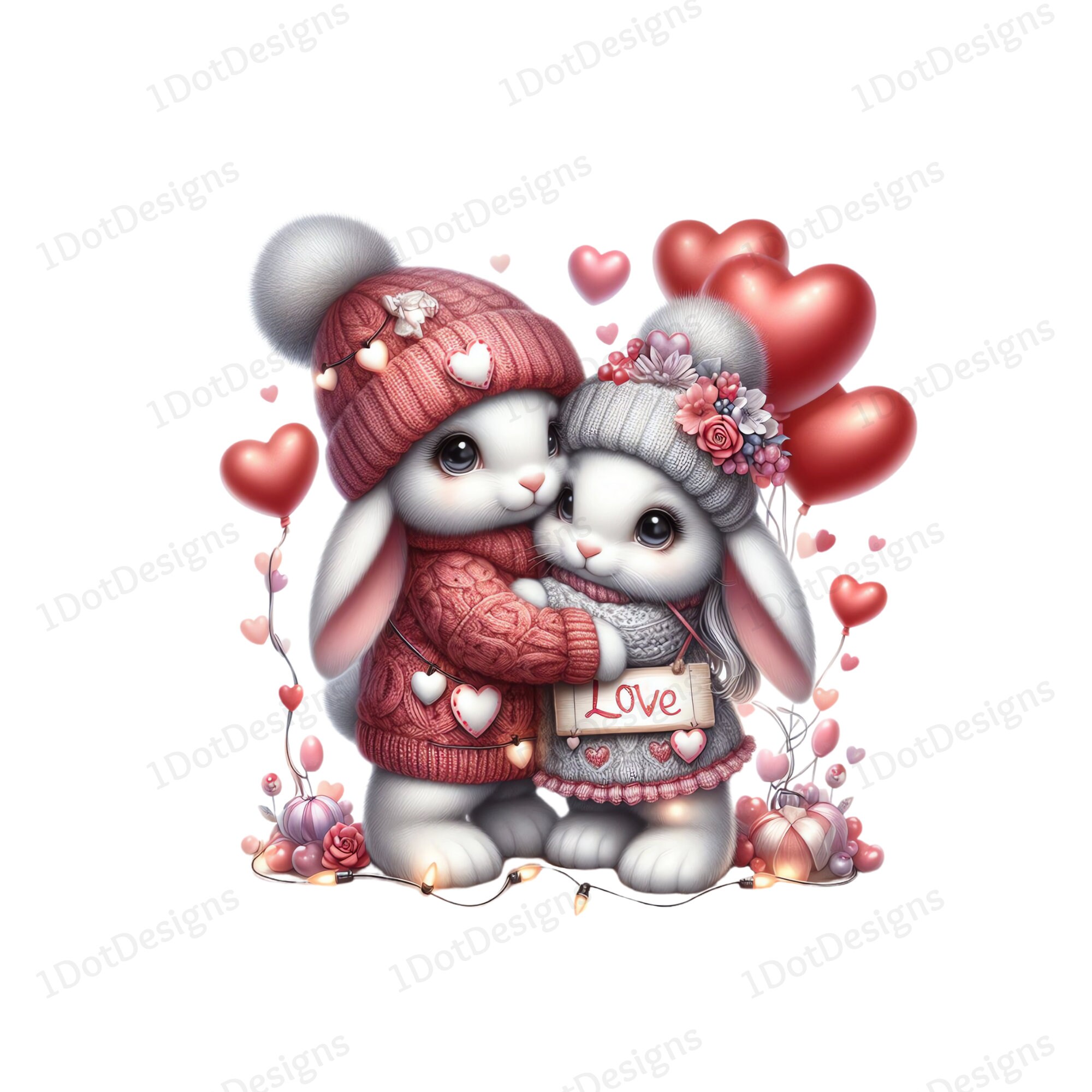 Love Bunny Clipart Bundle, Valentines Day Clipart, Love Clipart, Bunny ...