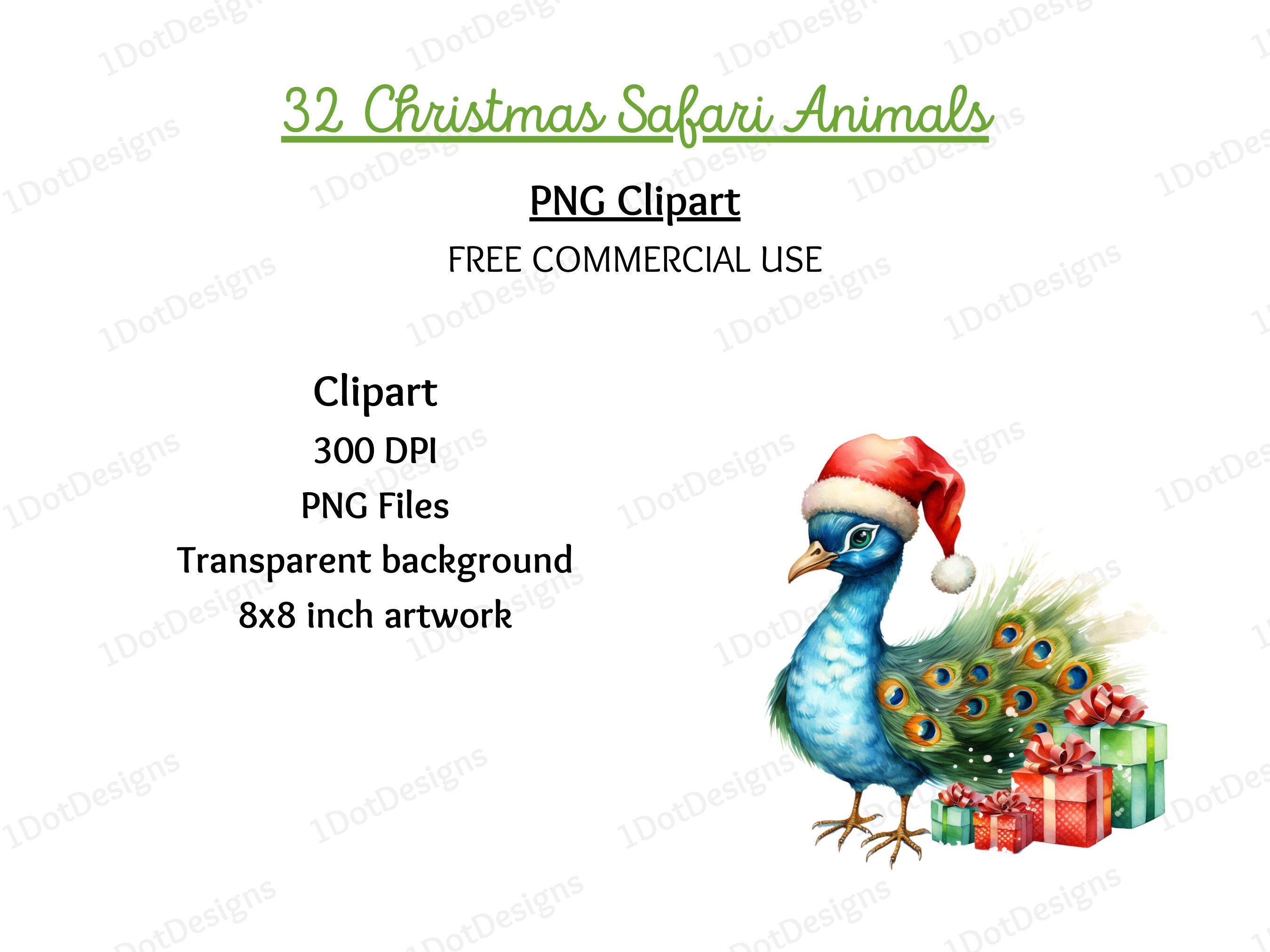 Christmas Safari Clipart Bundle, Christmas PNG, Christmas Clipart ...