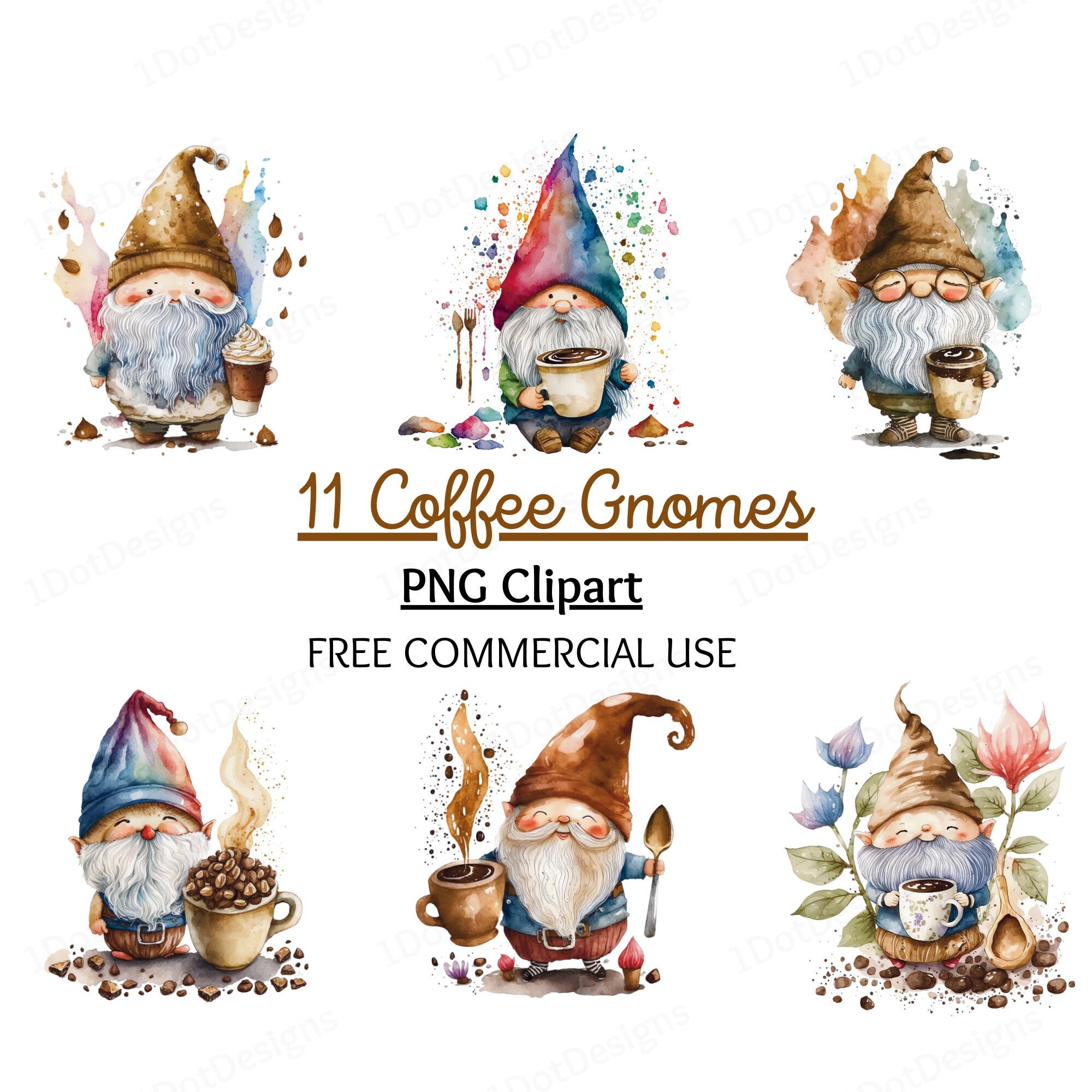 Coffee Gnome PNG Clipart, Watercolor Gnomes, Gnome Png, Coffee Clipart ...