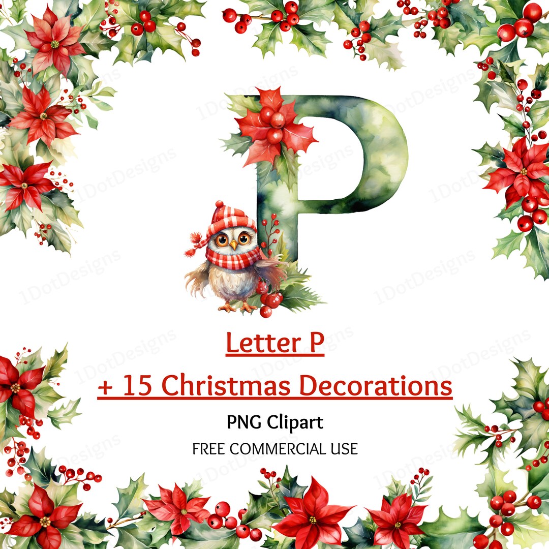 Christmas Letter P Clipart Bundle, Christmas PNG, Christmas Clipart ...