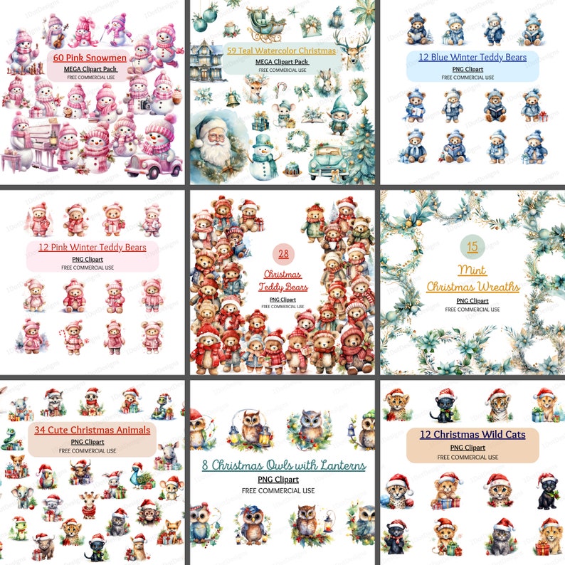 Christmas Clipart Mega Bundle Watercolor Christmas Clipart - Etsy UK