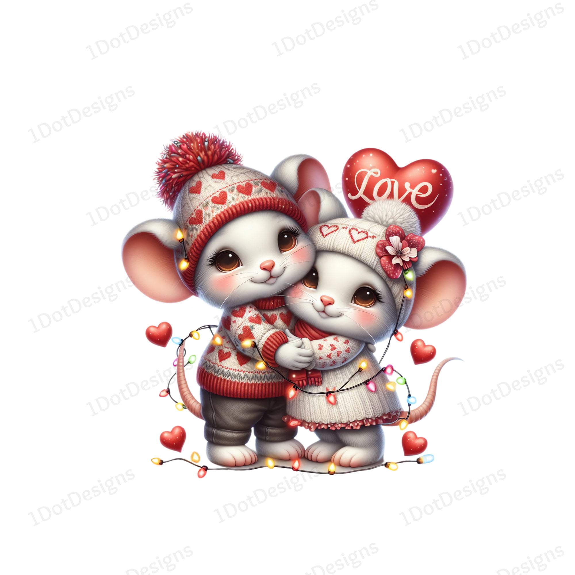 Valentine Mouse Clipart Bundle, Valentines Day Clipart, Love Clipart ...