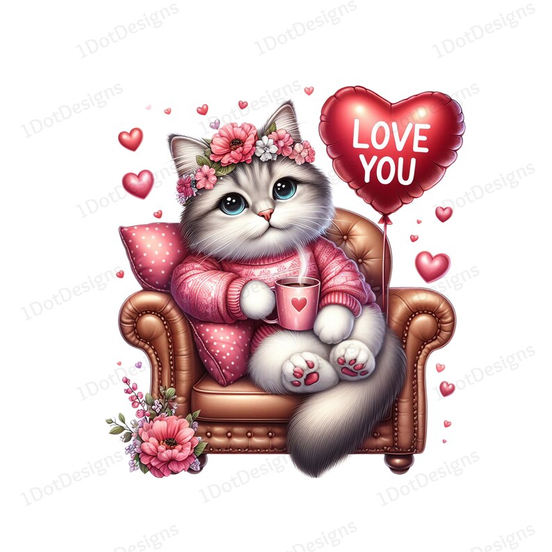 Watercolor Valentine Cat Clipart Bundle, PNG (digital Download) - Etsy