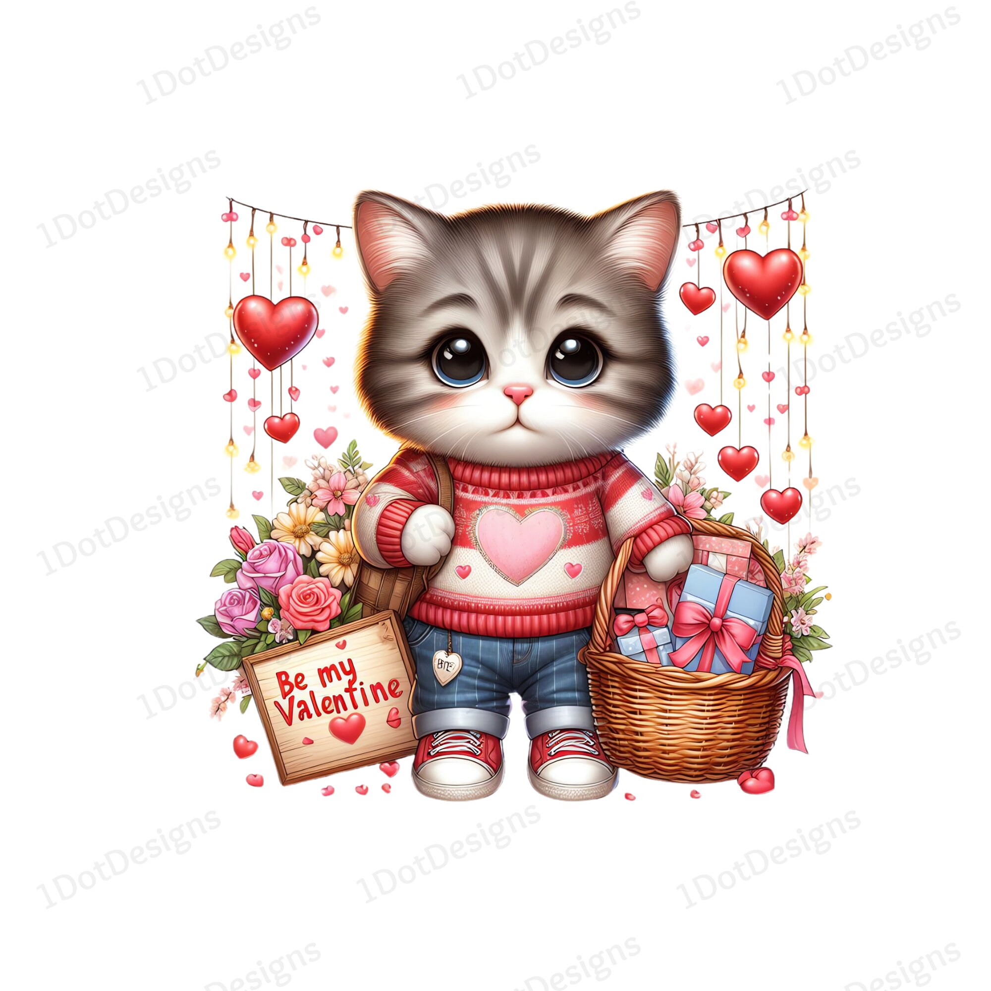 Valentine Cat Clipart Bundle, Valentines Day Clipart, Love Clipart ...