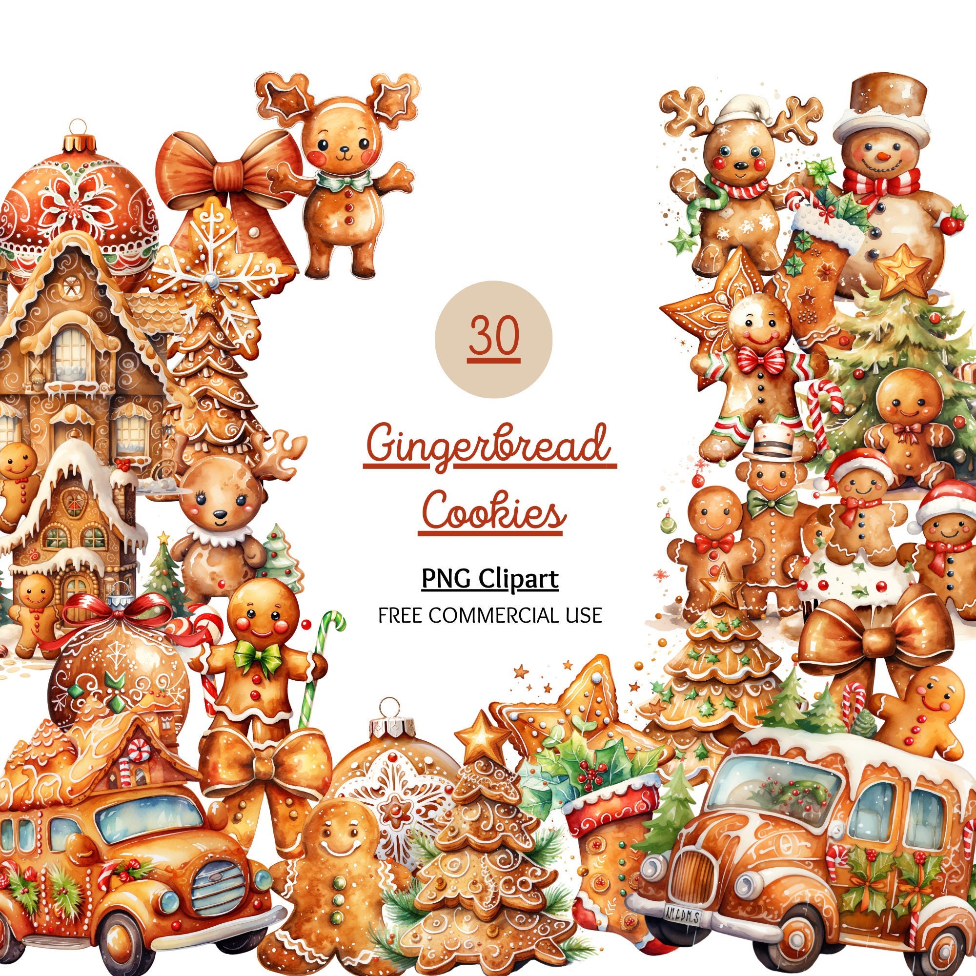 Gingerbread Cookies Clipart Bundle, Christmas PNG, Christmas Clipart ...