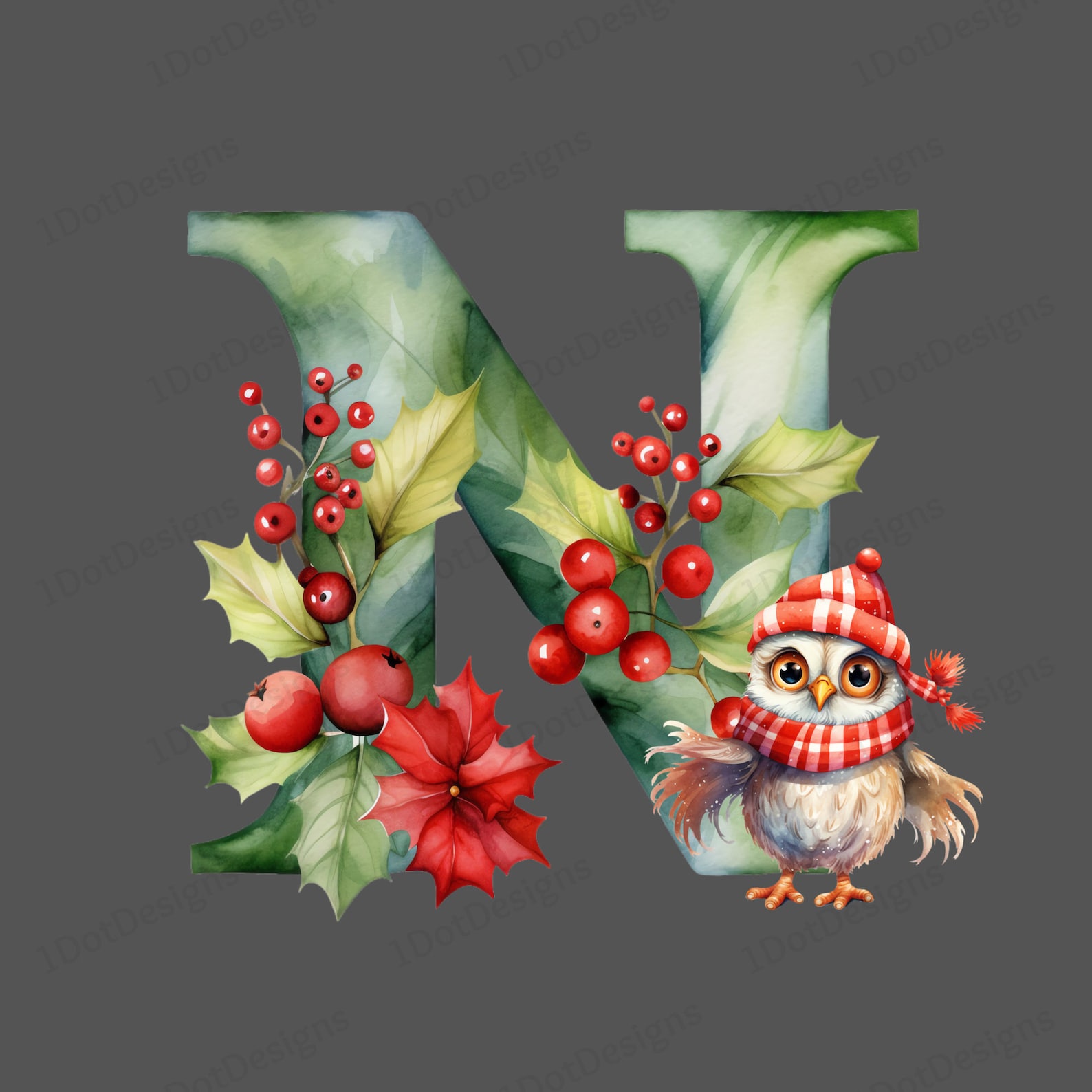 Christmas Letter N Clipart Bundle, Christmas PNG, Christmas Clipart ...