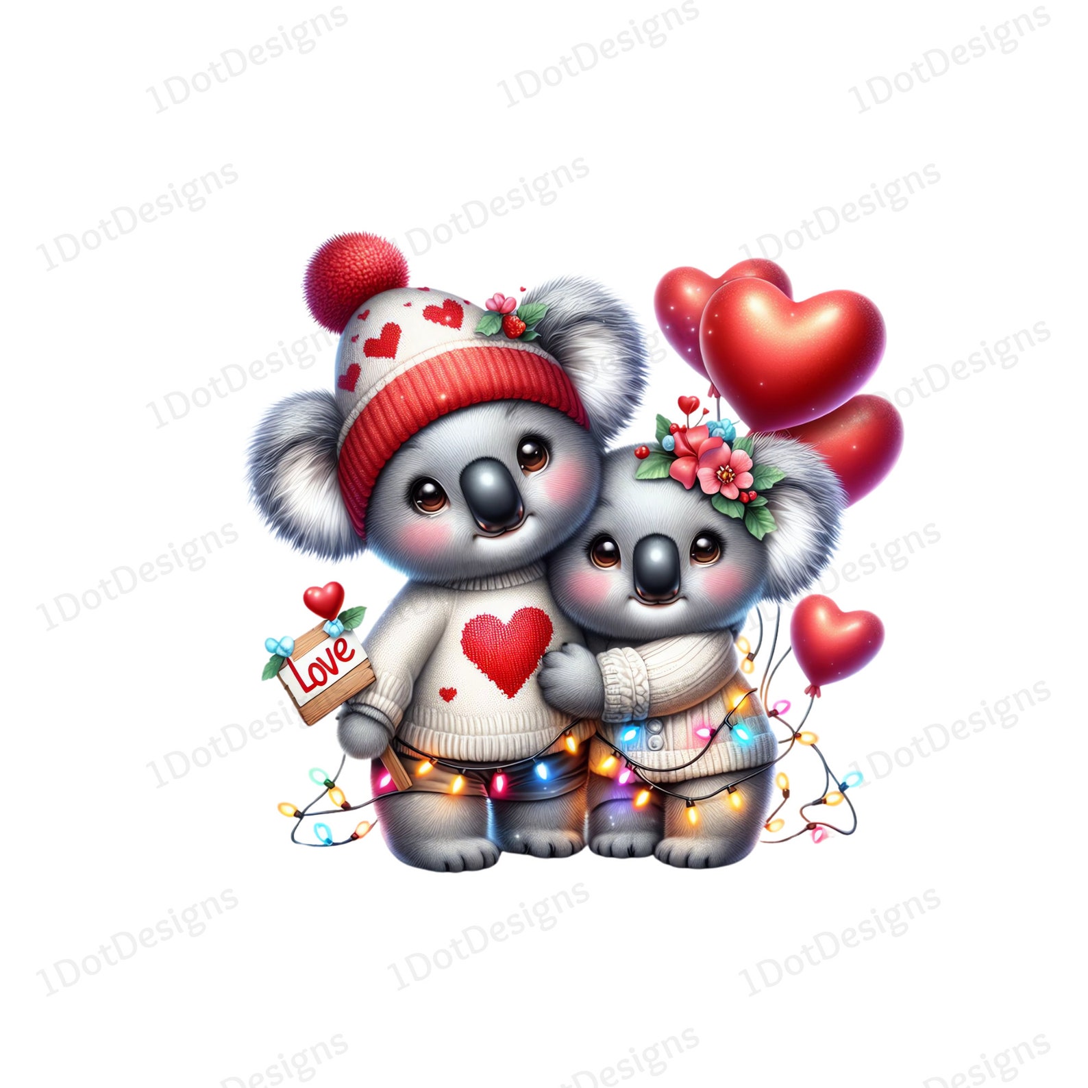 Valentine Koala Clipart Bundle, Valentines Day Clipart, Love Clipart ...