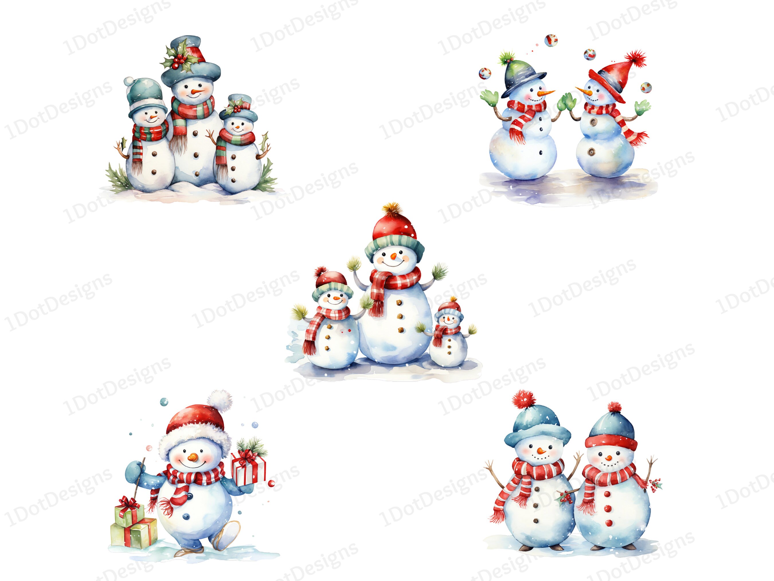 Snowman Family Clipart Bundle, Christmas PNG, Christmas Clipart ...