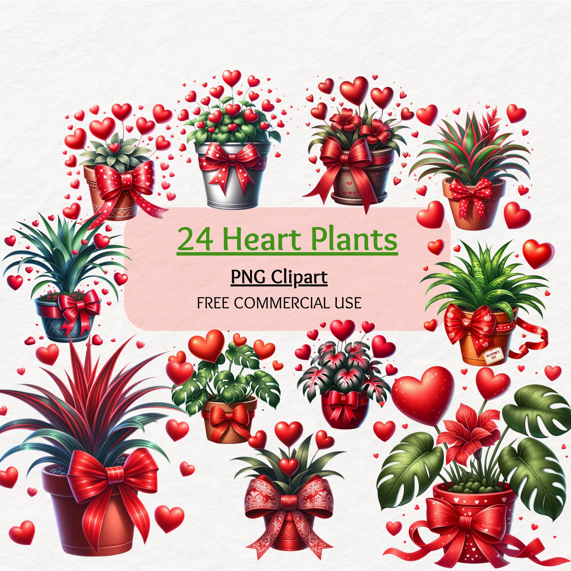 Heart Plant Clipart Bundle, Love Clipart, Botanicals Clipart, Garden ...