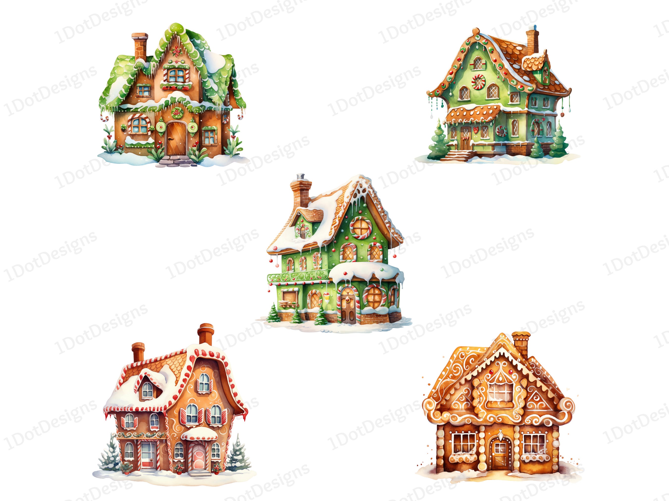Gingerbread Houses Clipart Bundle, Christmas PNG, Christmas Clipart ...