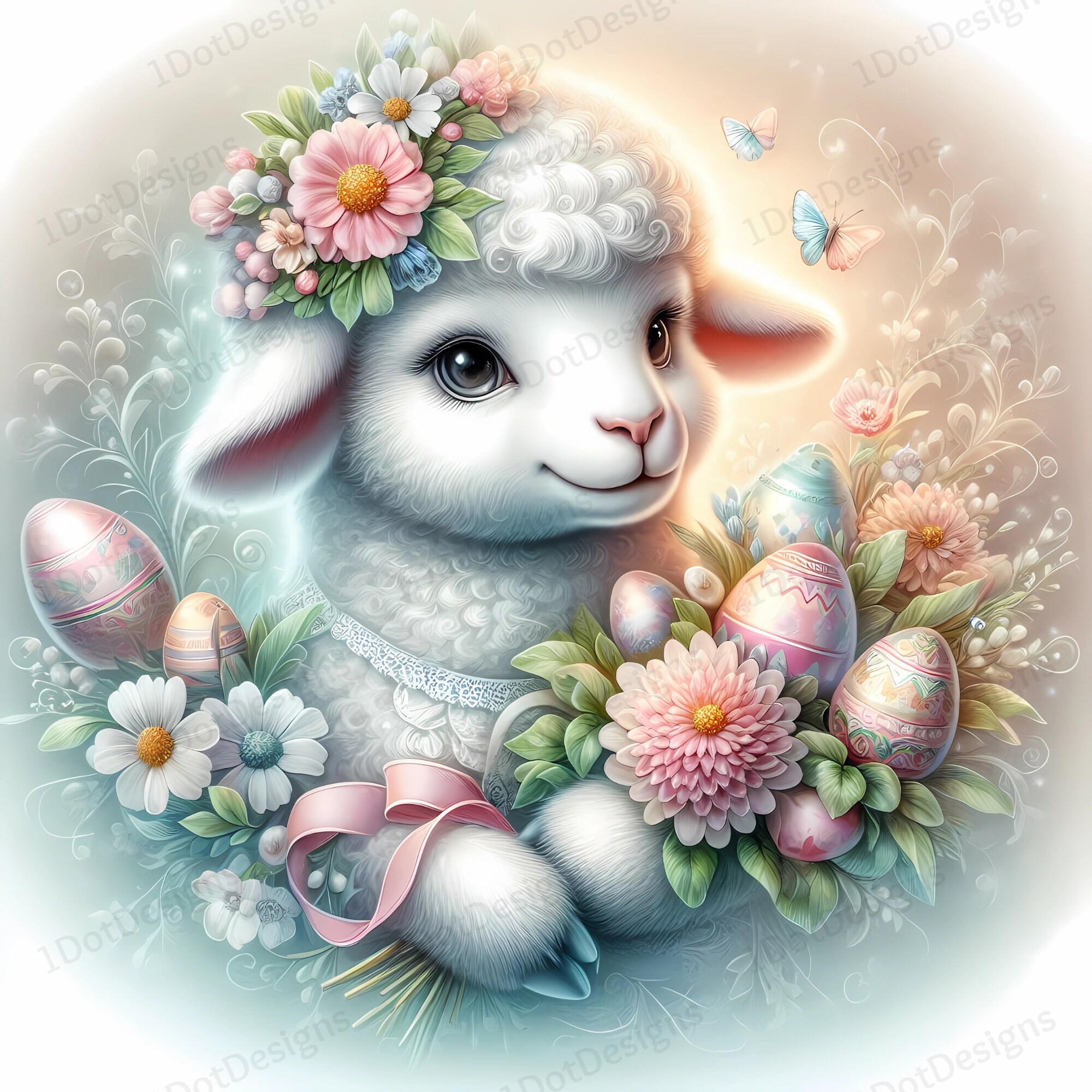 Easter Lamb Digital Paper - 18 Jpegs, Easter Papers, Easter Backdrop ...