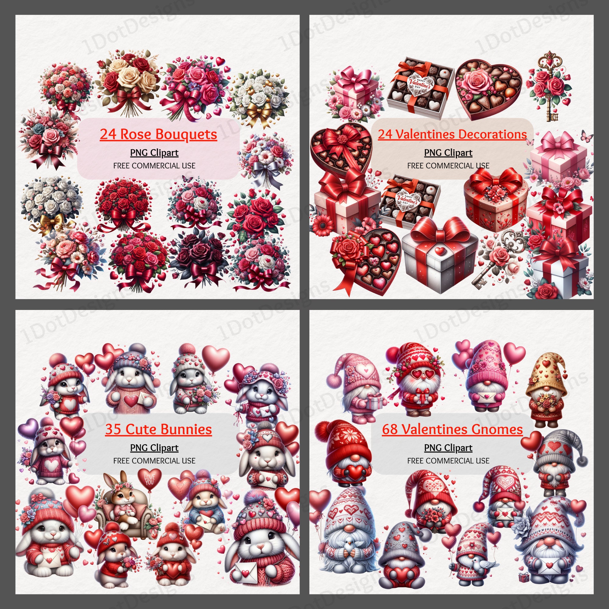 Valentines Clipart Mega Bundle, Watercolor Valentines Clipart, Junk ...