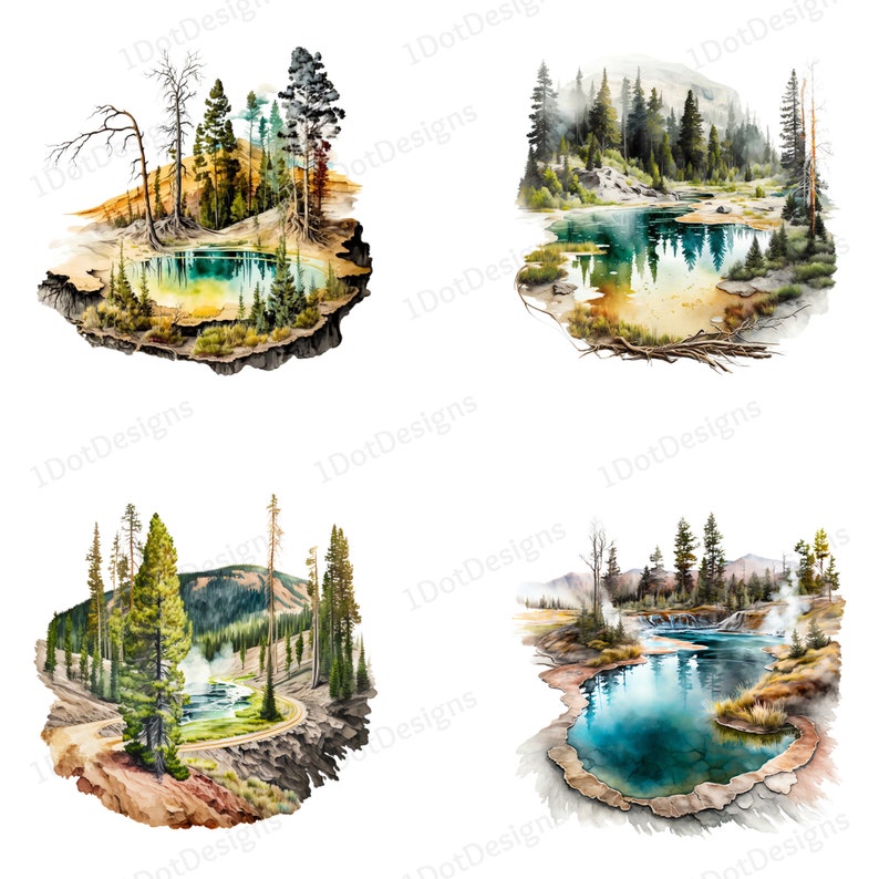 Watercolor Yellowstone Clipart Bundle Forest PNG Watercolor - Etsy
